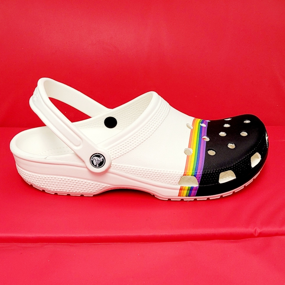 Crocs Rainbow Pride Black Toe Unisex Classic Clogs Si… - Gem